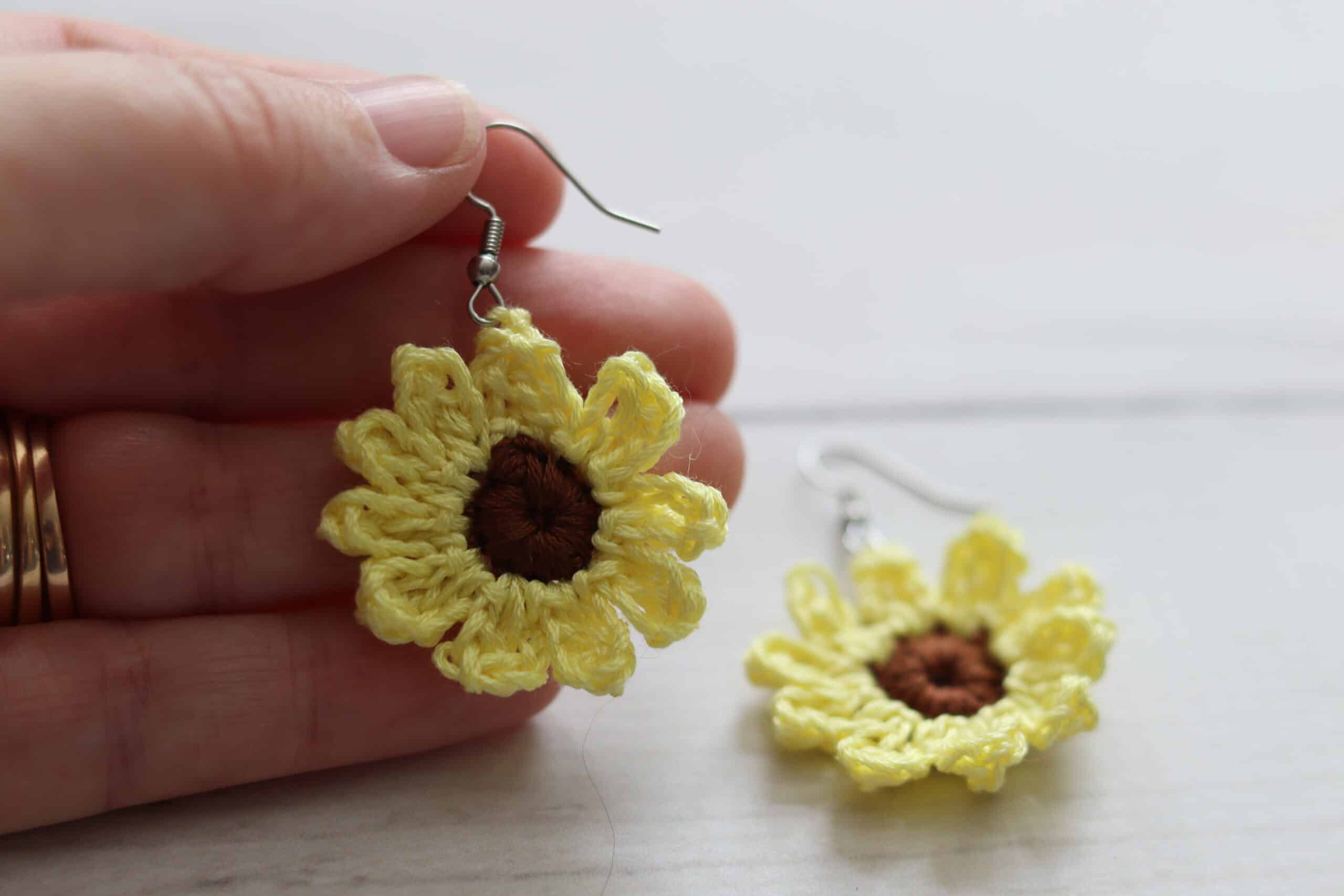 Sunflower Earrings Crochet Pattern | Rich Textures Crochet