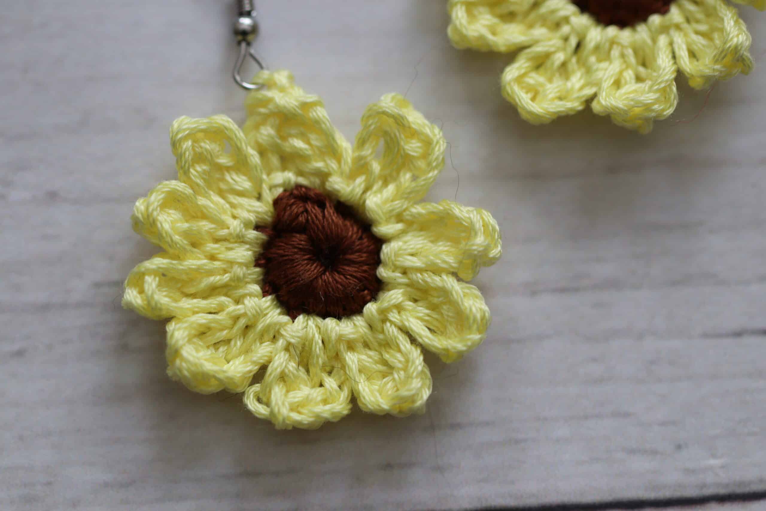 Sunflower Earrings Crochet Pattern | Rich Textures Crochet